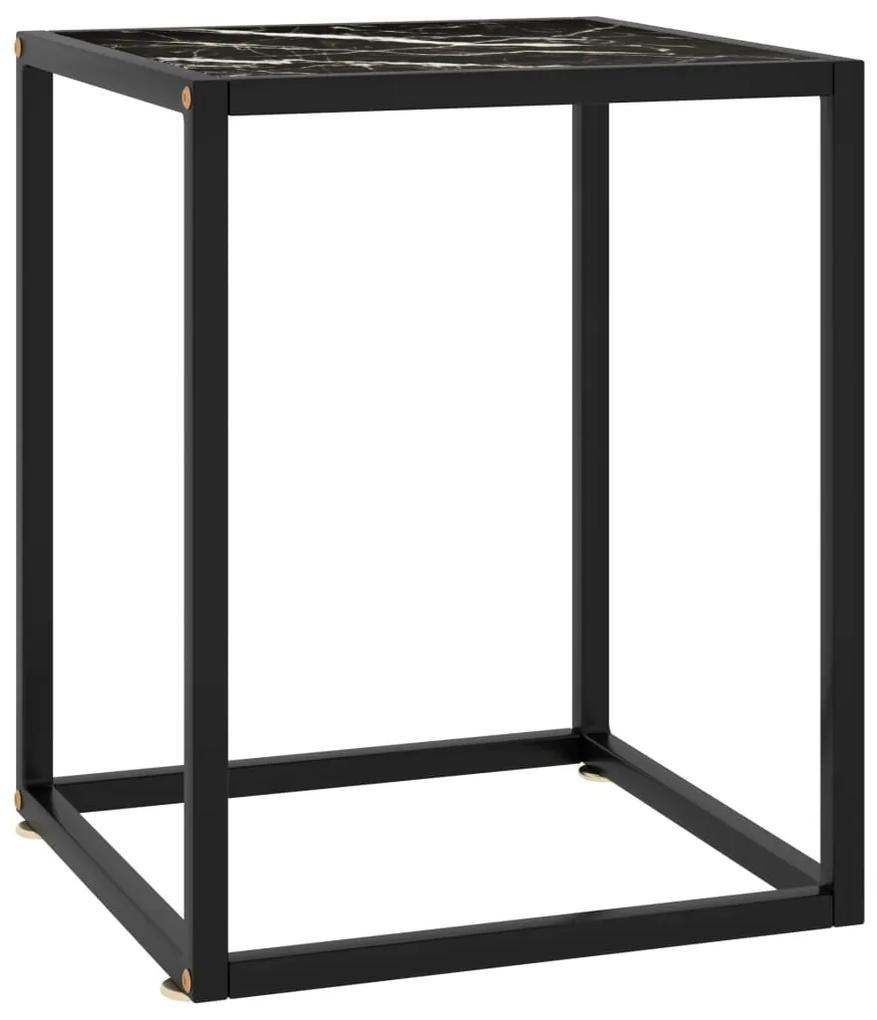 Konferenční stolek černý s černým mramorovým sklem 40x40x50 cm - Default Title