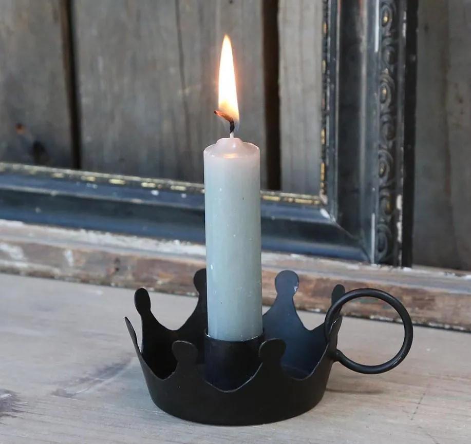 Chic Antique Svícen Crown, černá barva, kov