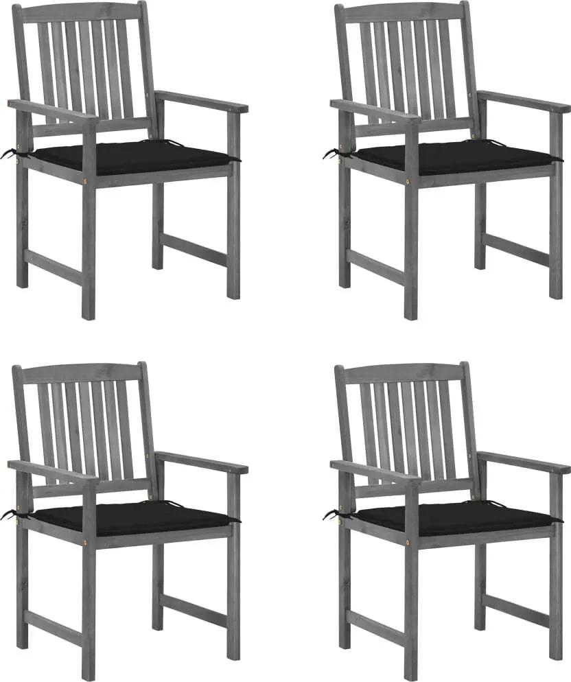 vidaXL Zahradní židle s poduškami 4 ks masivní akáciové dřevo [3061228] Barva: Jasně zelená