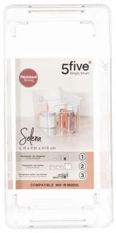 5Five® Transparentní box, víceúčelový, s madly SELENA, 31x15x15