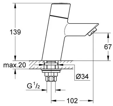 Grohe Feel Umyvadlová baterie kohoutková stojánková bez výpusti chrom 32274000