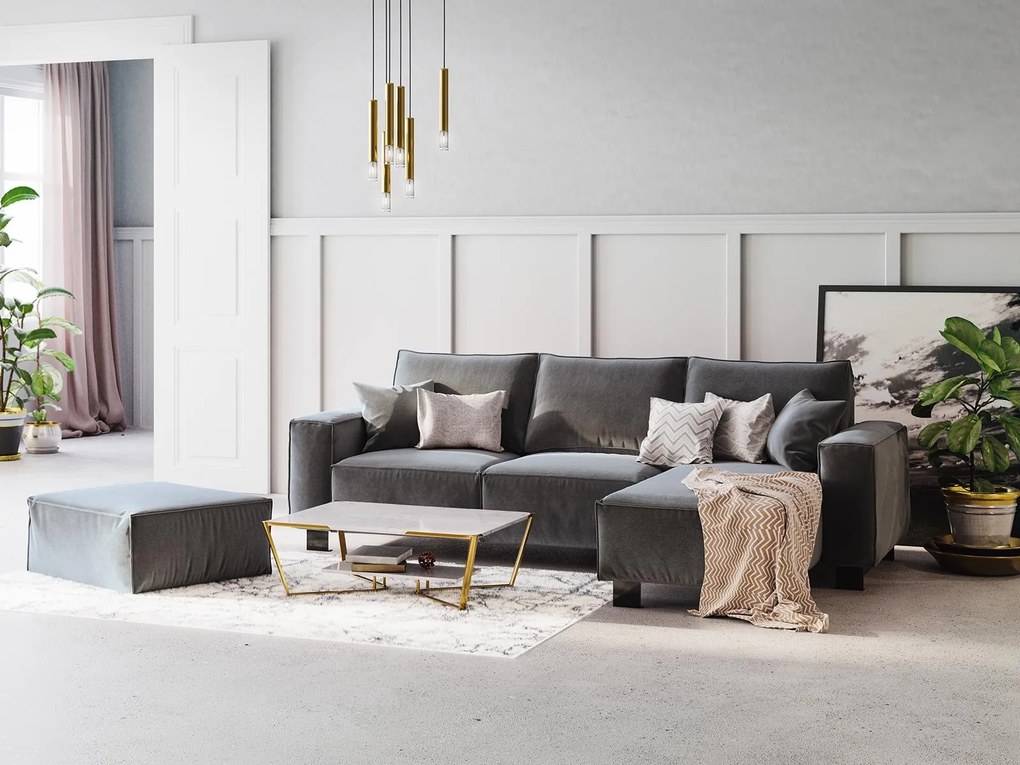 KOOKO HOME Čtyřmístná rohová sametová pohovka Dolce pravý roh