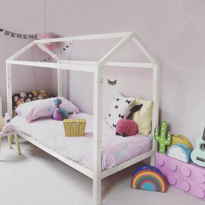 Montessori postel 90x200, bílá, borovicové dřevo, IMPRES Kondela 0000355850