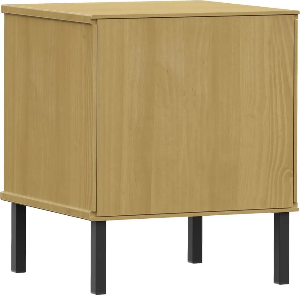 vidaXL Noční stolek s kovovými nohami masivní borové dřevo OSLO [350970] Barva: Hnědá