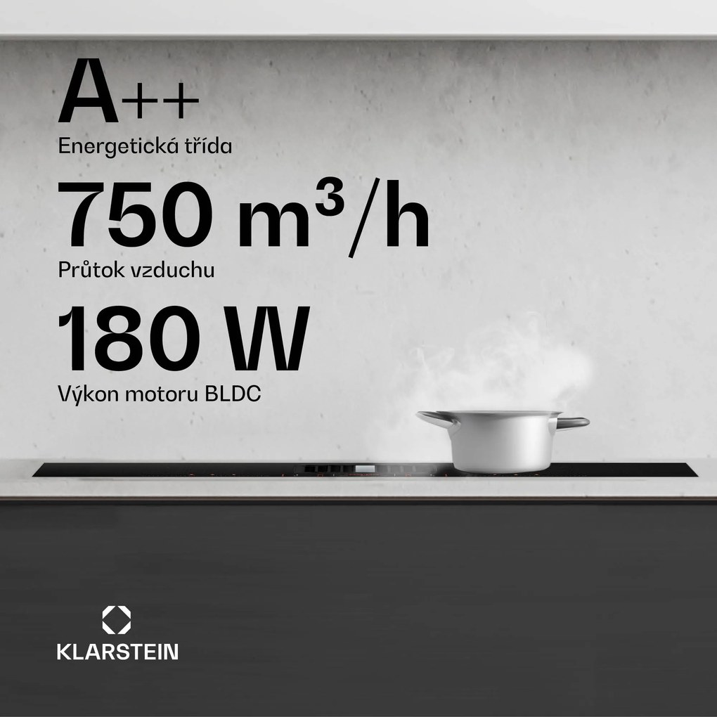 Klarstein AirJet FlexPro Down Air System | Indukční deska + odsavač par | Flexzóna | Booster