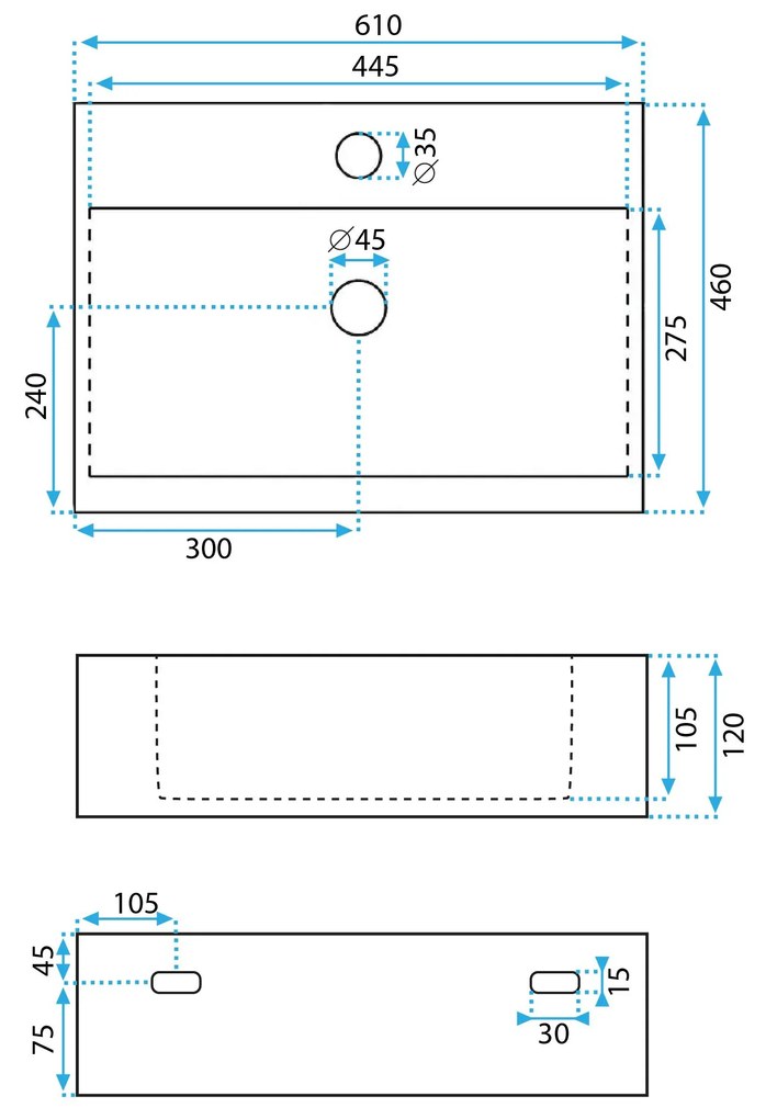 Deskové umyvadlo z konglomerátu REA ALISON, bílé