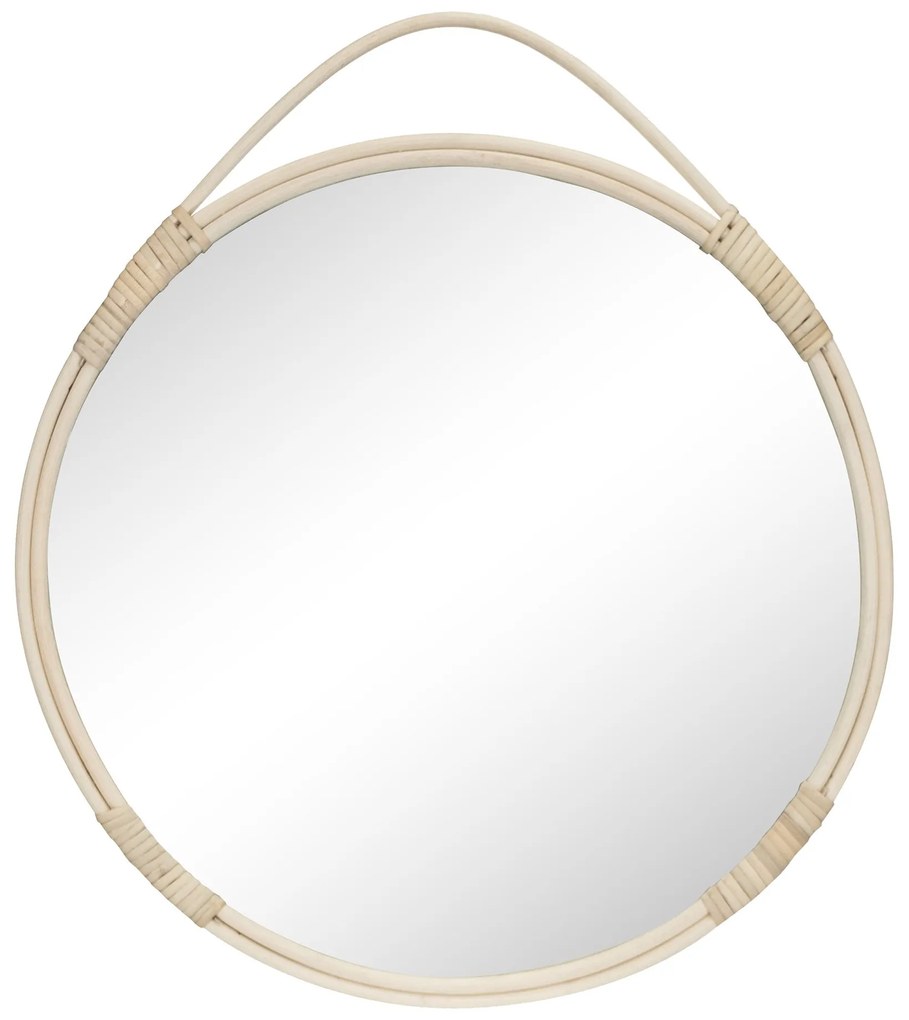 Kulaté nástěnné zrcadlo Malig 50cm s ratanem