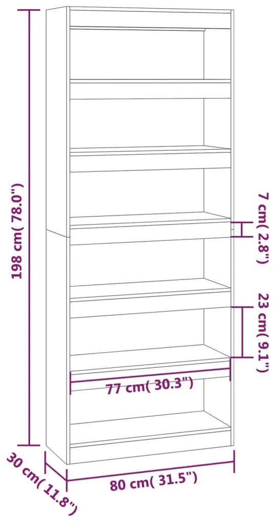 Knihovna/dělicí stěna dub sonoma 80x30x198 cm kompozitní dřevo - Default Title