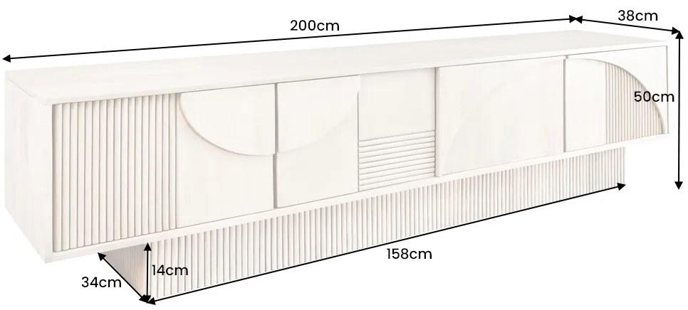 Designový TV stolek Movement 200 cm hnědé mango