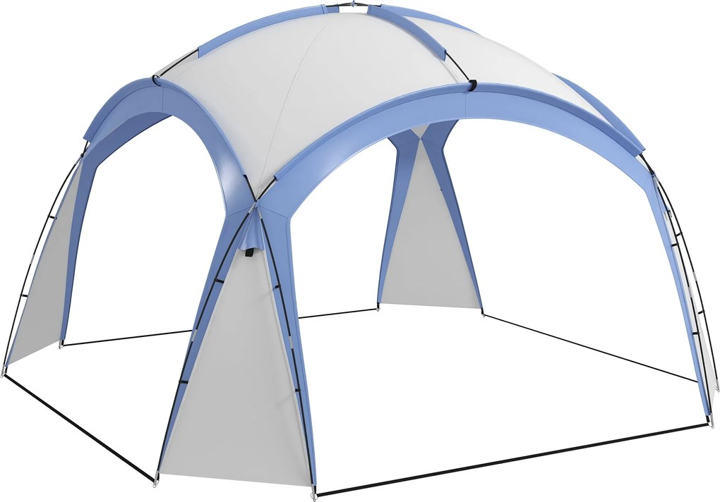Outsunny Pavilon pro Akce 3,5 x 3,5 m s Dveřmi na Háčku, Ochrana proti Dešti se Silnými Ocelovými Tyčemi, Zahradní Stan s UV Ochrannou, Slunečník pro