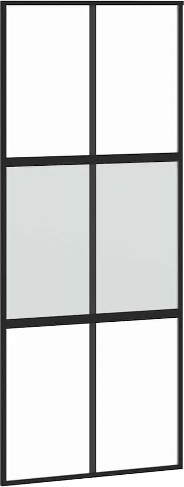 Posuvné dveře se sadou kování černé 90x205 cm Tvrzené sklo 3375824