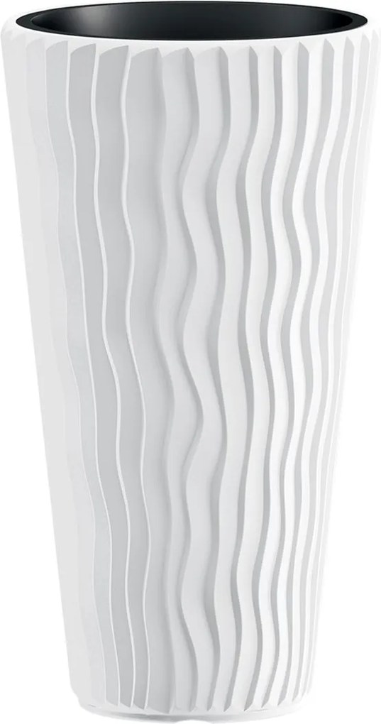 Prosperplast Květináč s vložkou Sandy Slim (bílá, Š 30 x V 53 x H 30 cm)
