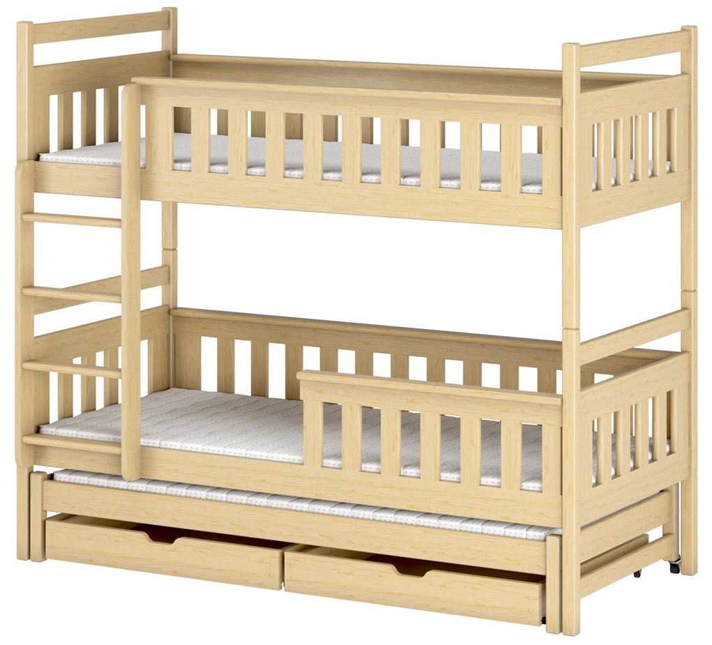 Dětská postel 90 cm KARLA (s roštem a úl. prostorem) (borovice). 1013256