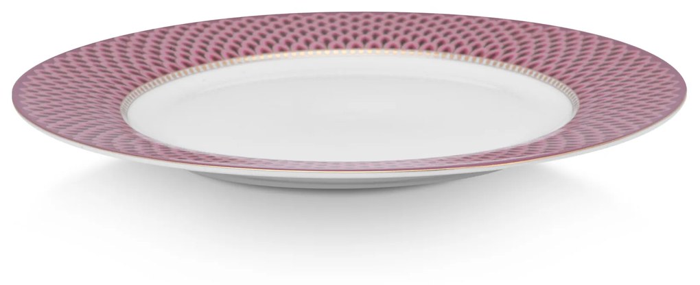 Pip Studio Flower Festival talíř Ø26,5cm, tmavě růžová (Holandský tenkostěnný porcelán, mělký velký talíř)