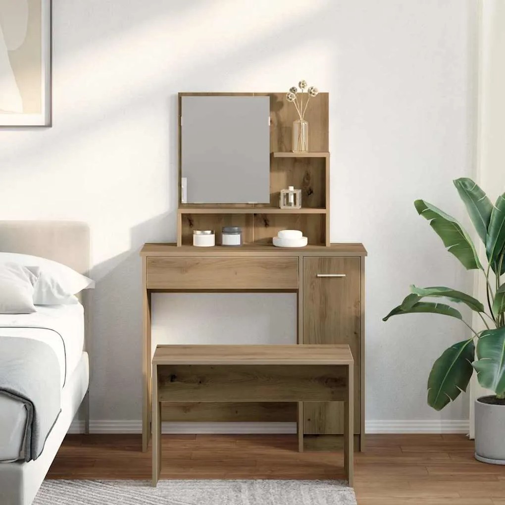 sada toaletního stolku dub artisan kompozitní dřevo 3329192