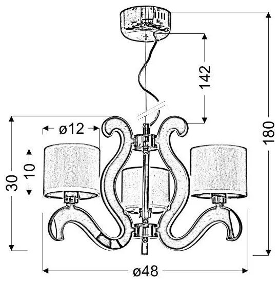 LED Lustr na lanku AMBROSIA 3xE14/40W/230V + LED/18,4W měděná