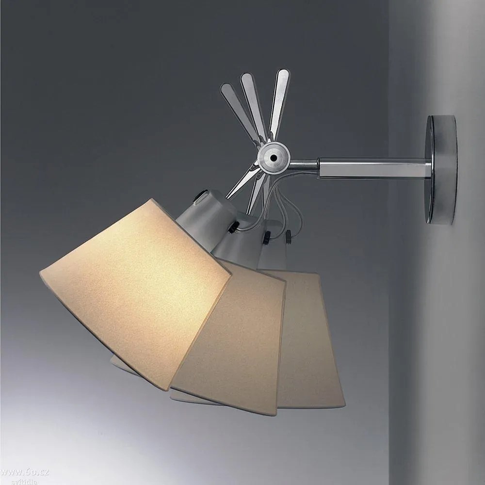 Artemide 1186010A + 0780010A Tolomeo parete diffusore 32, nástěnné designové svítidlo s vypínačem a pergamenovým stínítkem, 1x150W, prům. 32cm