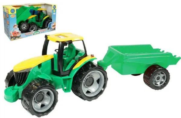 Traktor plast bez lžíce a bagru s vozíkem v krabici 71x35x29cm