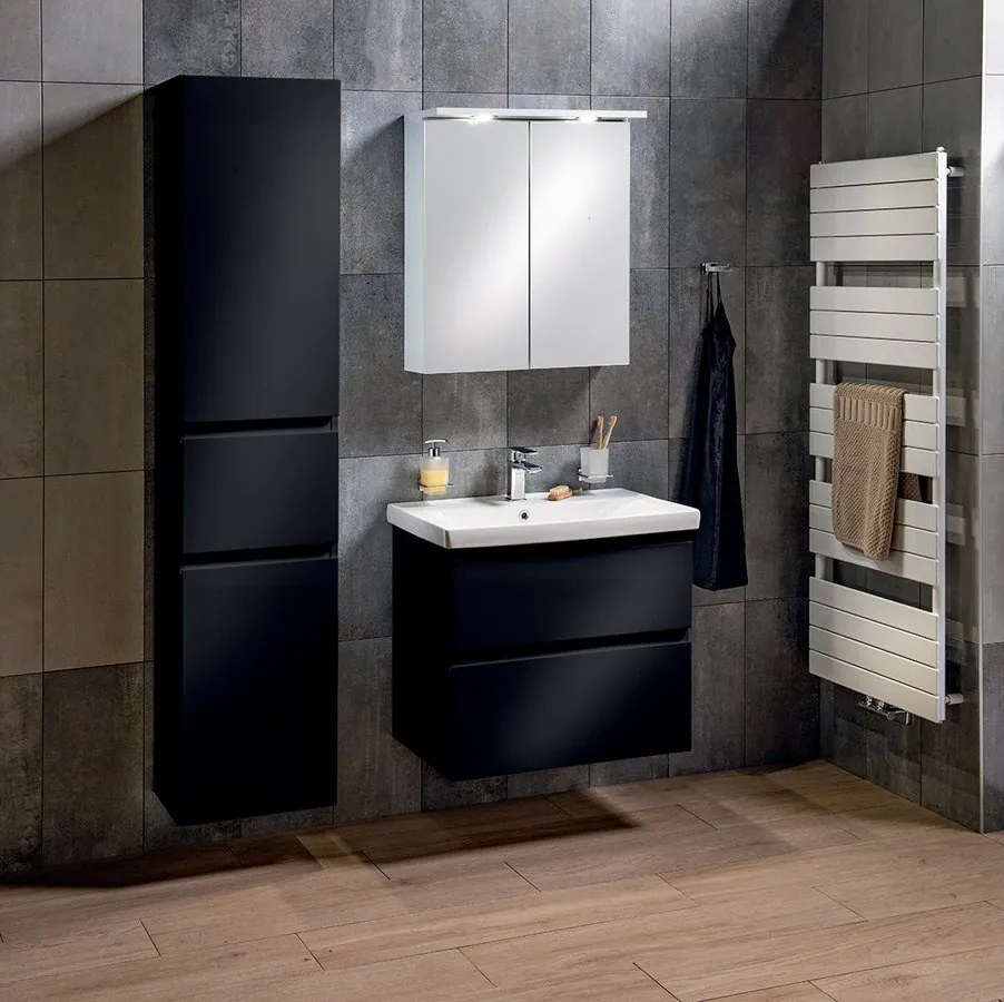 Aqualine Altair koupelnová skříňka doplňková 40 x 184 x 31 cm s košem levá černá mat AI685L