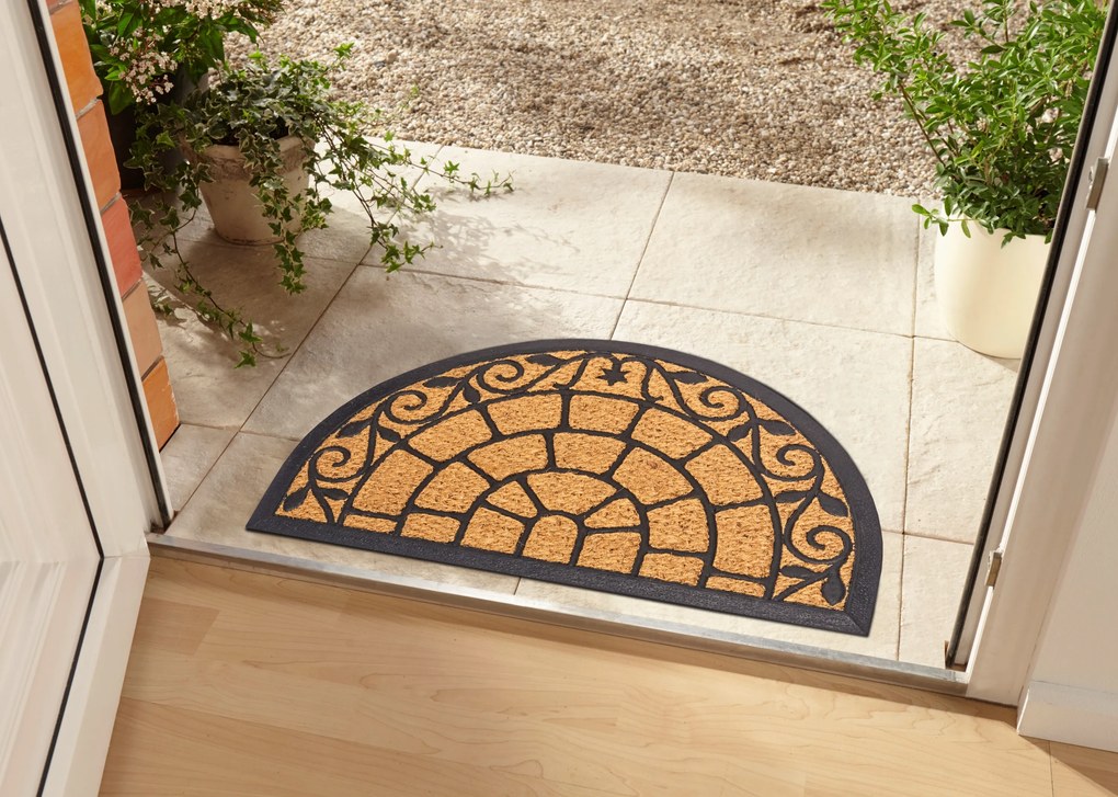 Hanse Home, Rohožka Mix Mats Cocos 105559 - na ven i na doma, 45x75 půlkruh, hnědá, chodba / předsíň