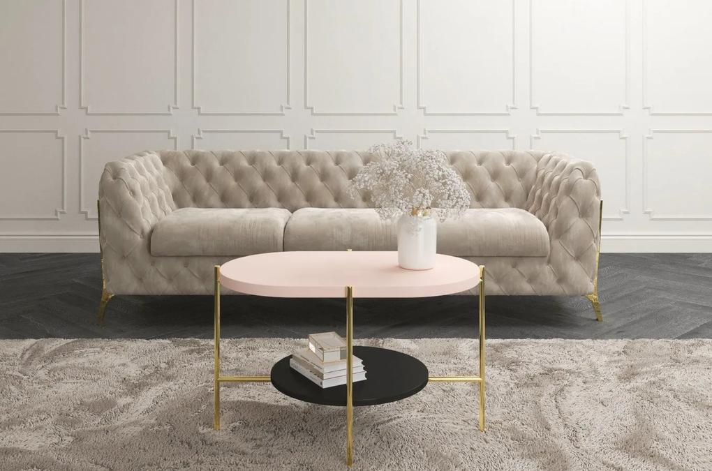 Dancan Konferenční stolek GLADYS, růžový / zlatý