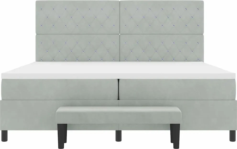 Postel s boxspringem s čelo Světle šedá 200 x 200 cm samet 3344468