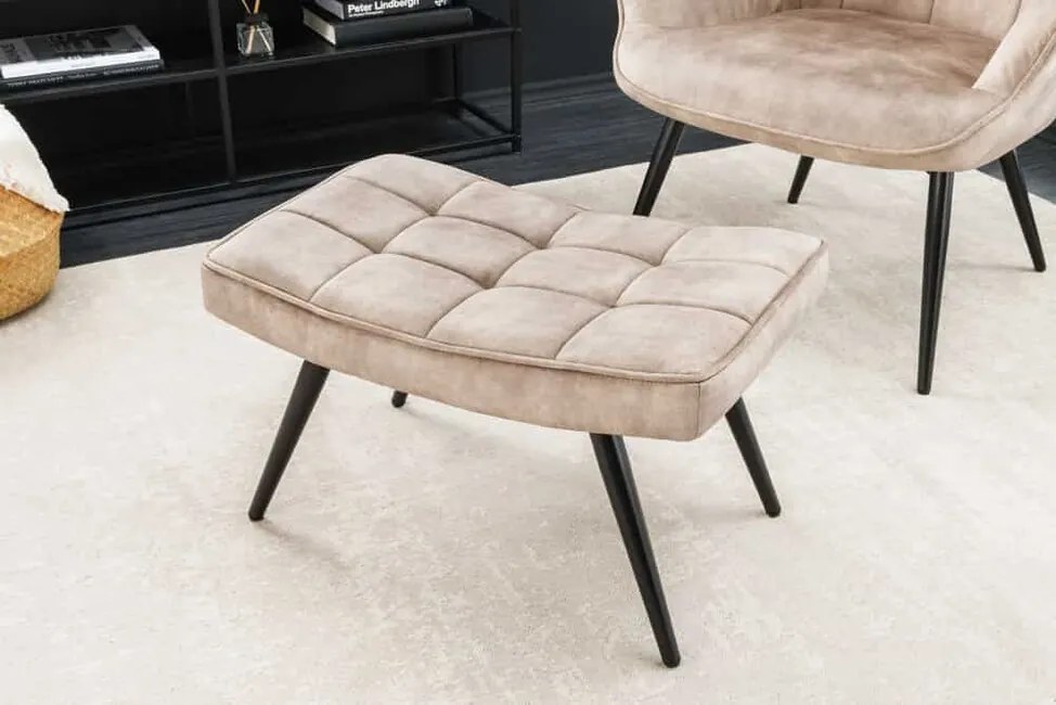 Moderní taburet Malmö samet šampaňská béžová 60cm