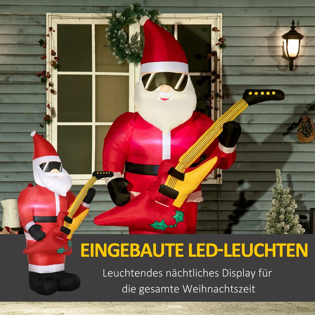 Outsunny Vánoční dekorace Nafukovací Santa Claus venkovní vánoční dekorace, včetně ventilátoru, 140 cm, červená + bílá