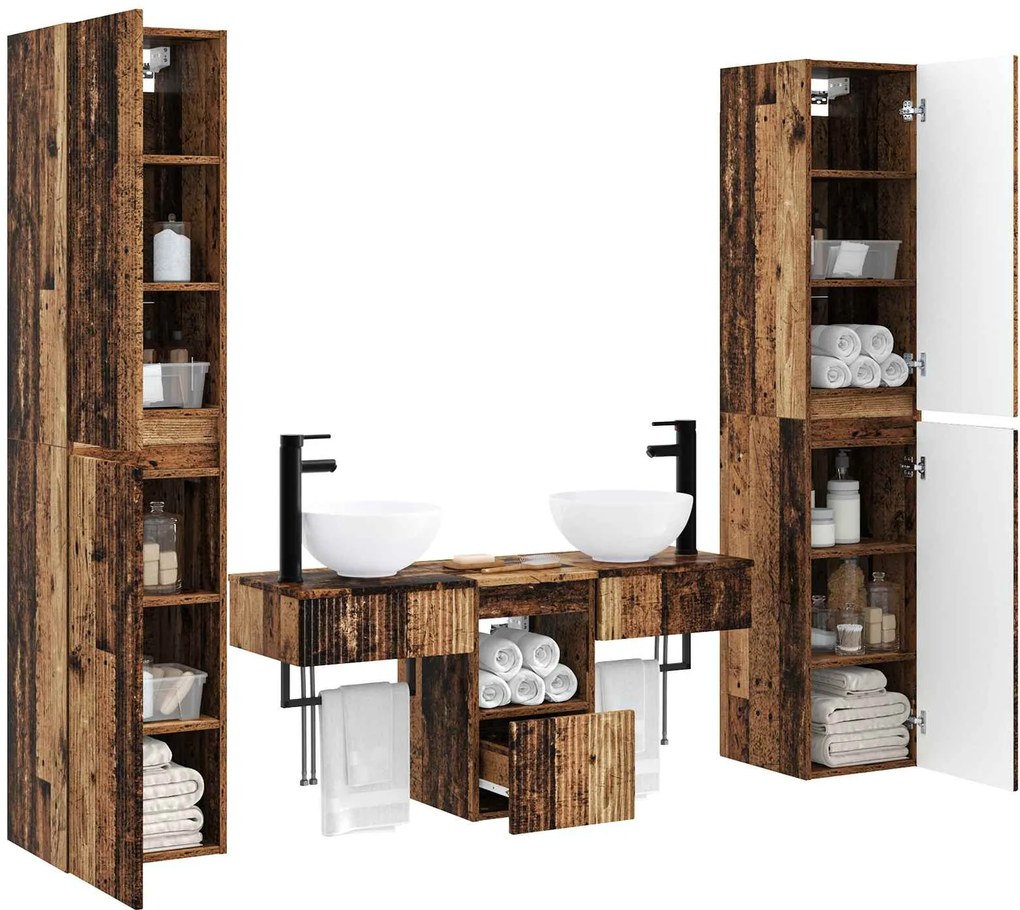 Sada koupelnového nábytku 5 ks Staré dřevo 33 x 34,5 x 160 cm 3406011