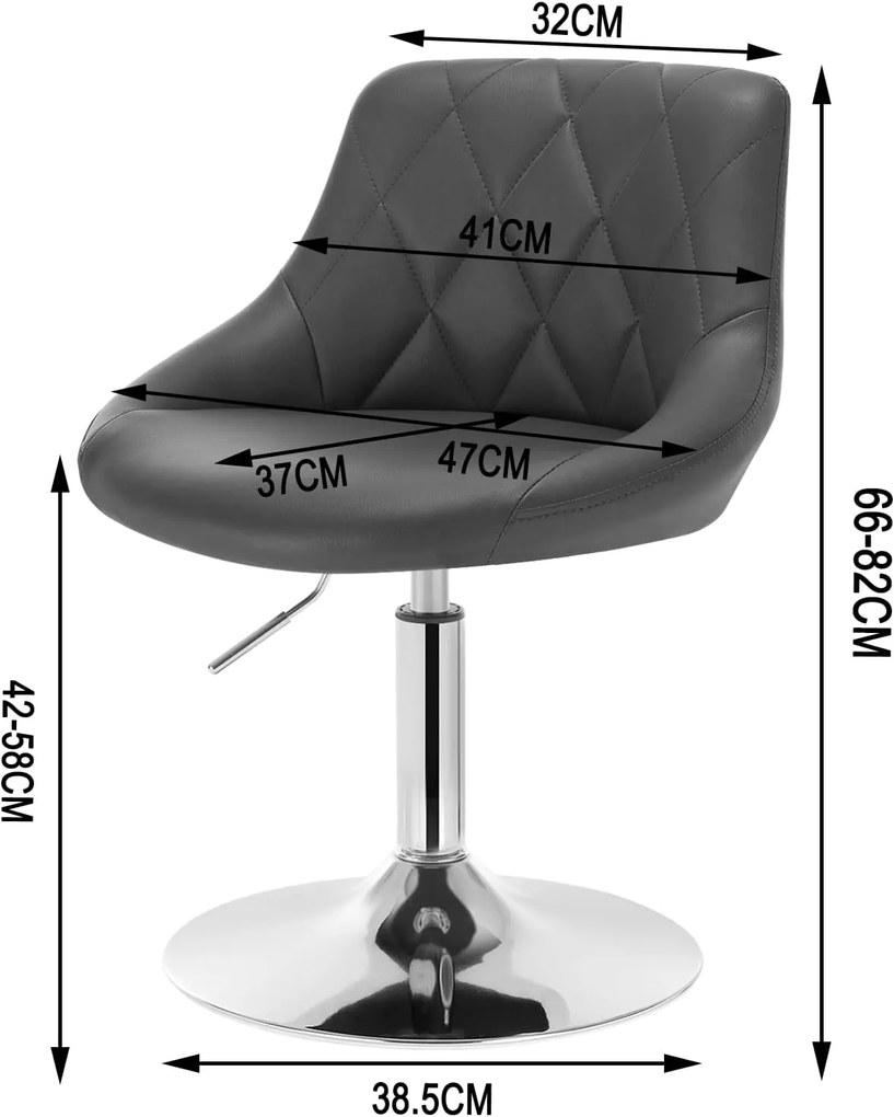 WOLTU 1x Otočné barové židle  – sametový potah, výškově nastavitelné, šedé