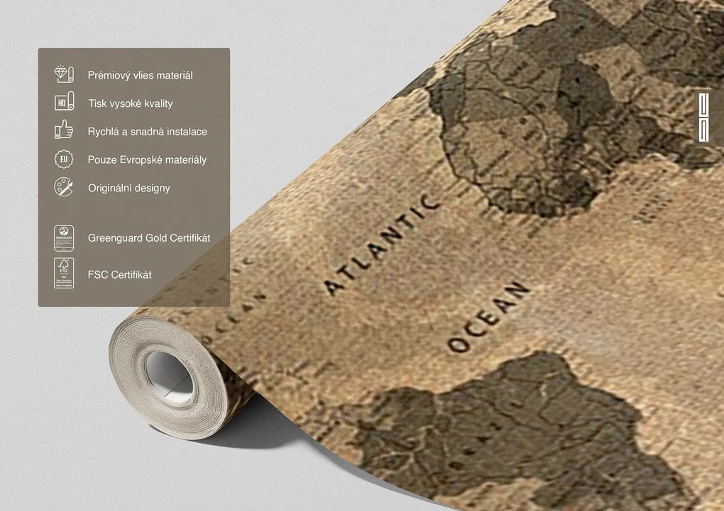 Fototapeta na míru Historická Mapa Světa | Vliesová fototapeta na zed' | DFTNXXL1215