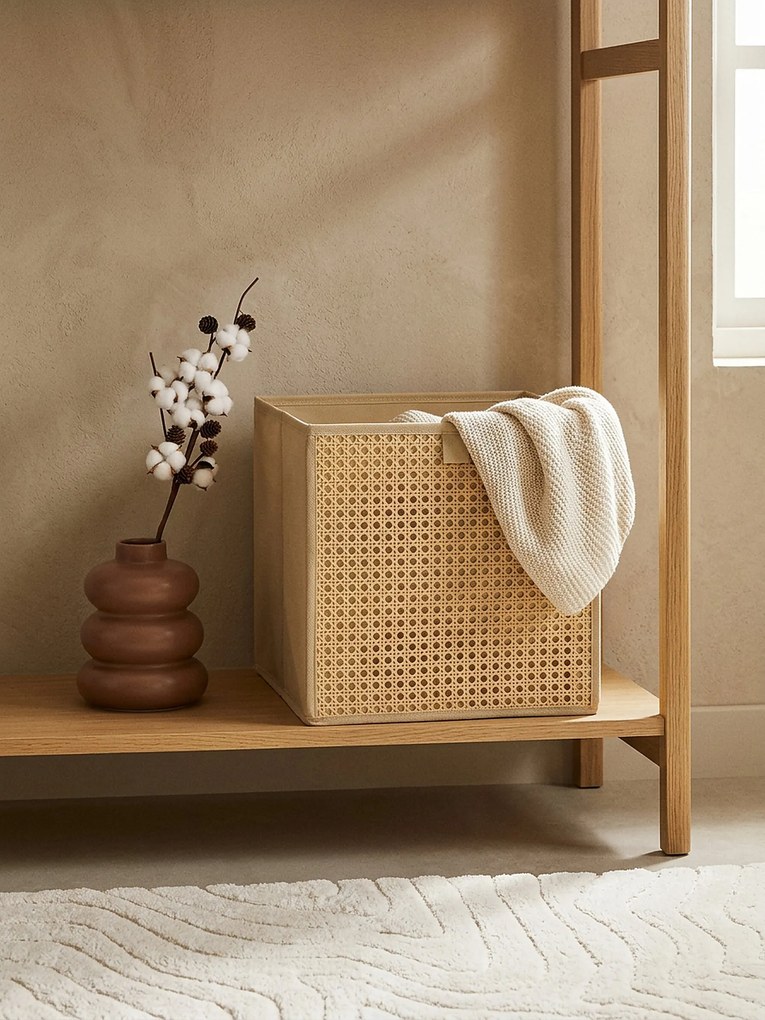 Sinsay - Úložný box s pleteným předním dílem - béžová