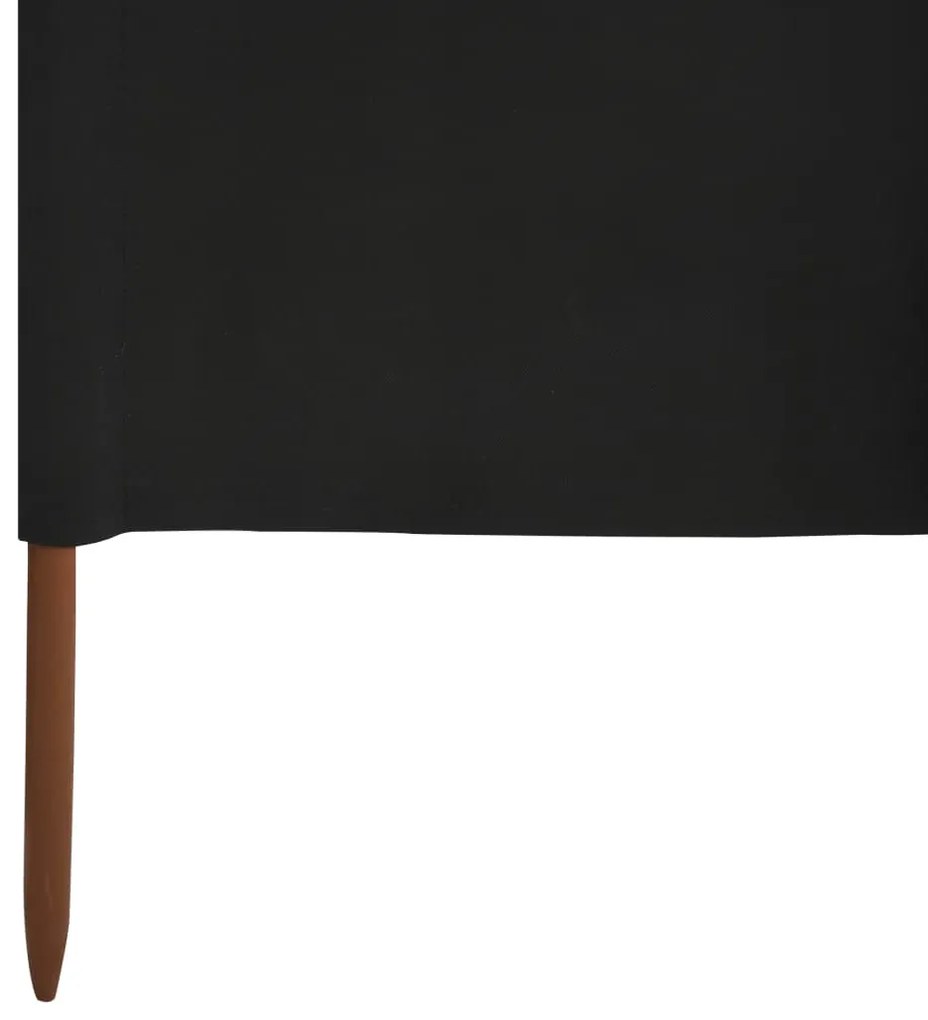6dílná zástěna proti větru látková 800 x 80 cm černá - Default Title