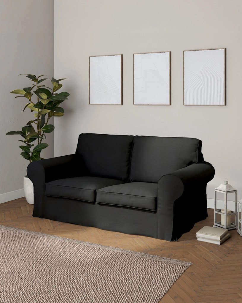 Potah na pohovku IKEA Ektorp 2-místná rozkládací NOVÝ MODEL 2012 barva černá látka pletený vzor