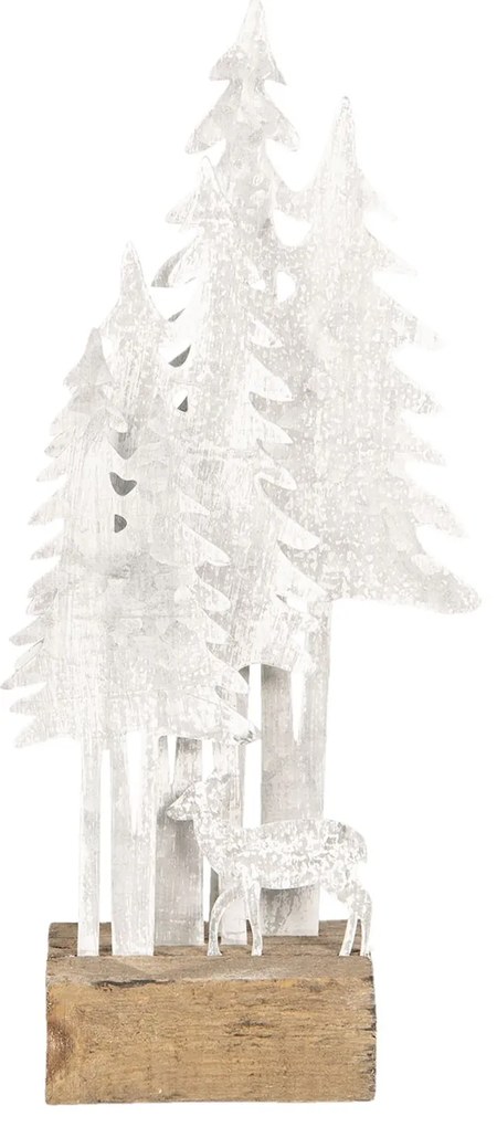 Dekorace s kovovým jelenem a stromy - 13*8*28 cm