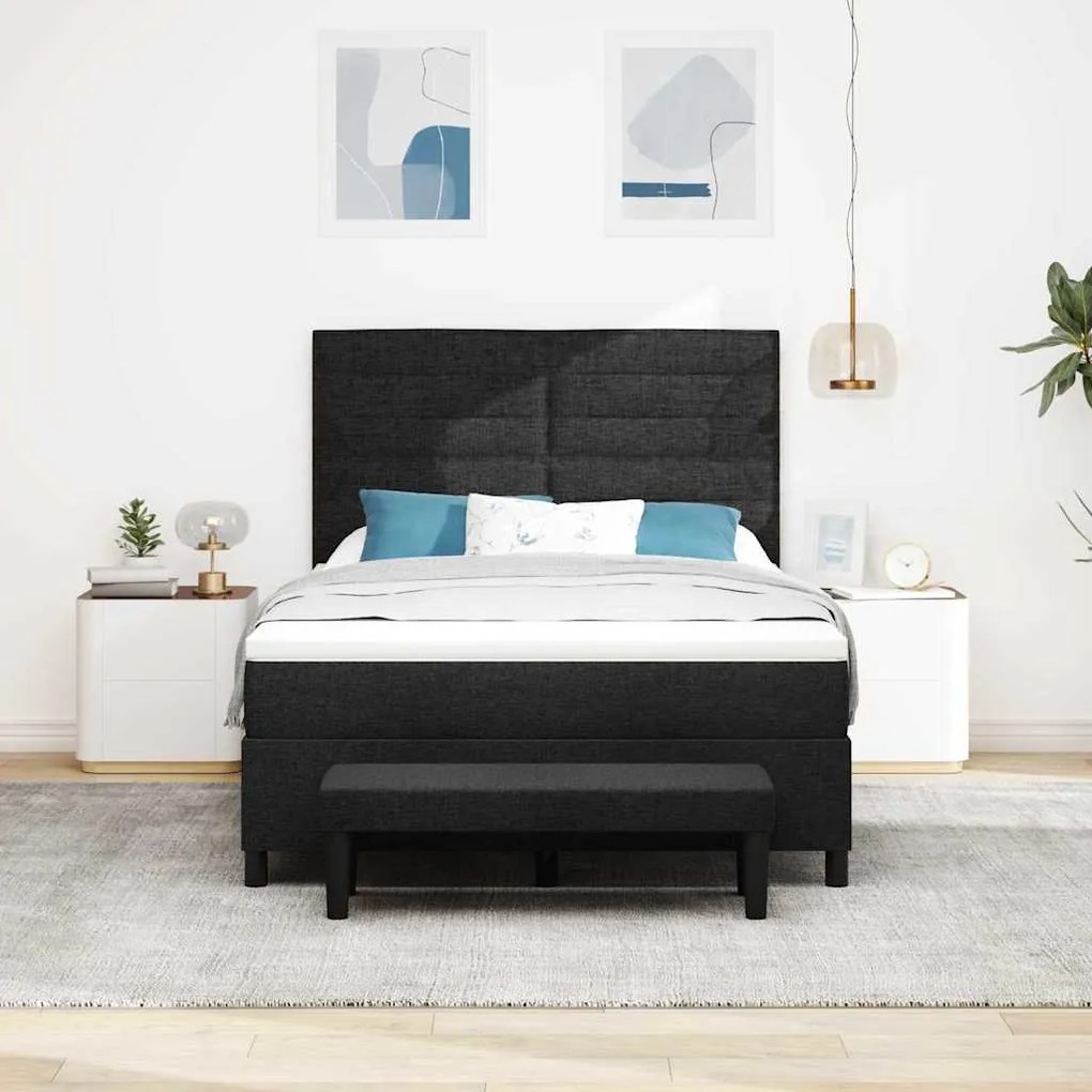 Postel s boxspringem s čelo Černá 140 x 190 cm textil 3343990