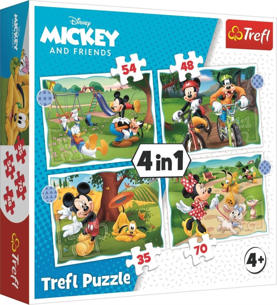 Puzzle trefl puzzle mickey mouse: krásný den 4v1 (35,48,54,70 dílků)