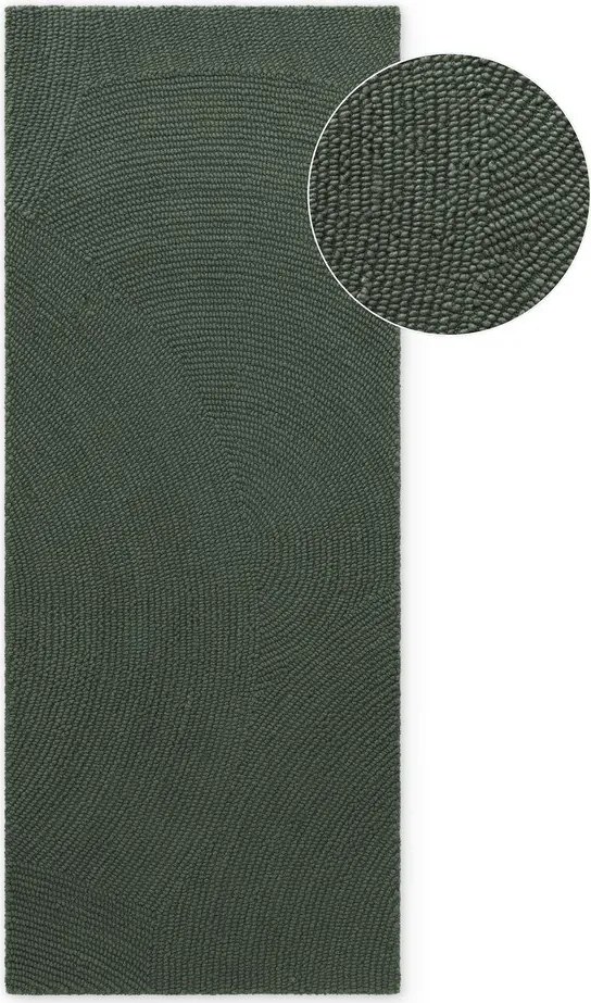 Tmavě zelený ručně tkaný vlněný běhoun 80x300 cm Calmio – Hanse Home