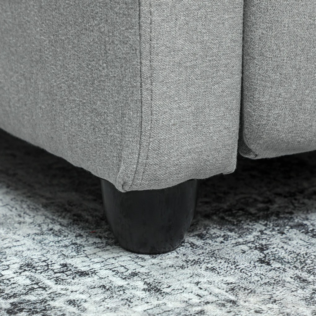 HOMCOM Relaxační křeslo, nastavitelné 135°, vysouvací podnožka, polstrovaná opěradla, lněný/polyester, světle šedá