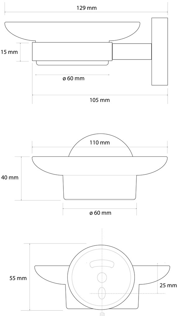 Sapho, X-ROUND GOLD mýdlenka, mléčné sklo, zlatá, XR803GB