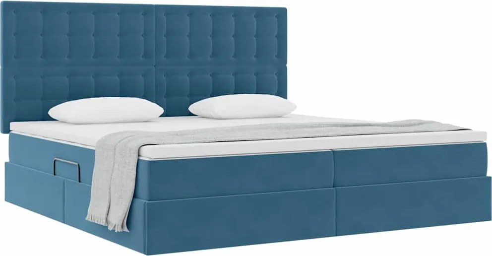 Postel s úložným prostorem a matrací Tmavě modrá 200 x 200 cm 3372175
