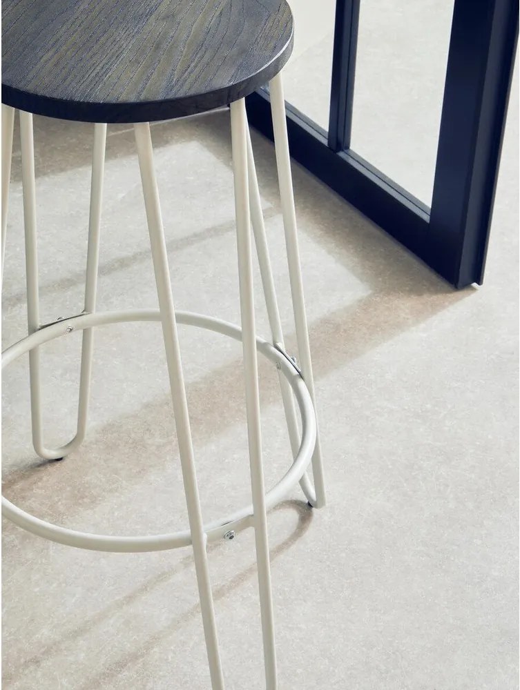 Bílá/v přírodní barvě barová stolička z jilmového dřeva (výška sedáku 75 cm) District – Premier Housewares