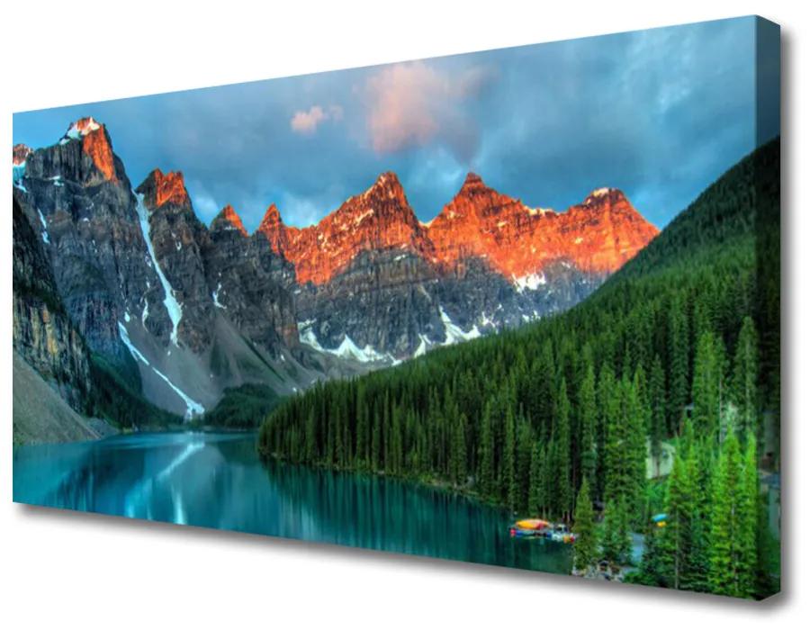 Obraz na plátně Hora Les jezero Krajina 125x50 cm
