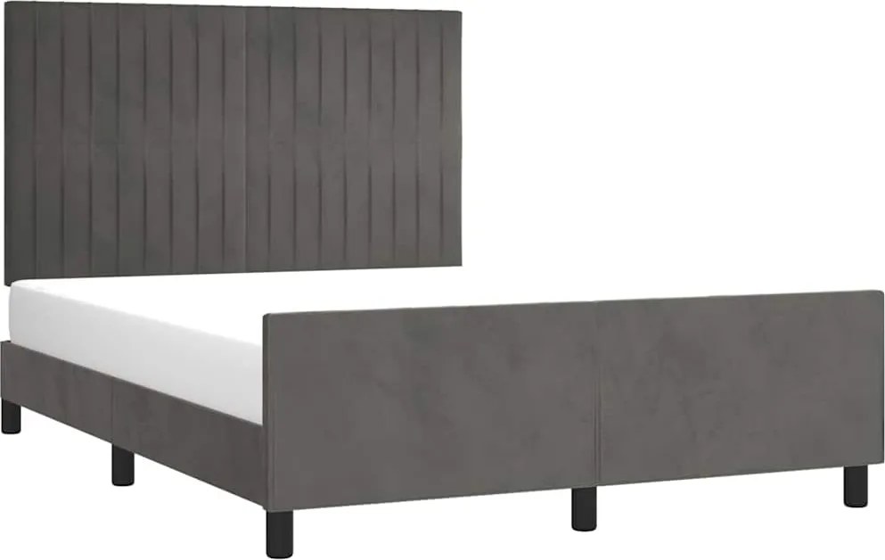 Rám postele bez matrace tmavě šedý 140 x 190 cm samet 3125874