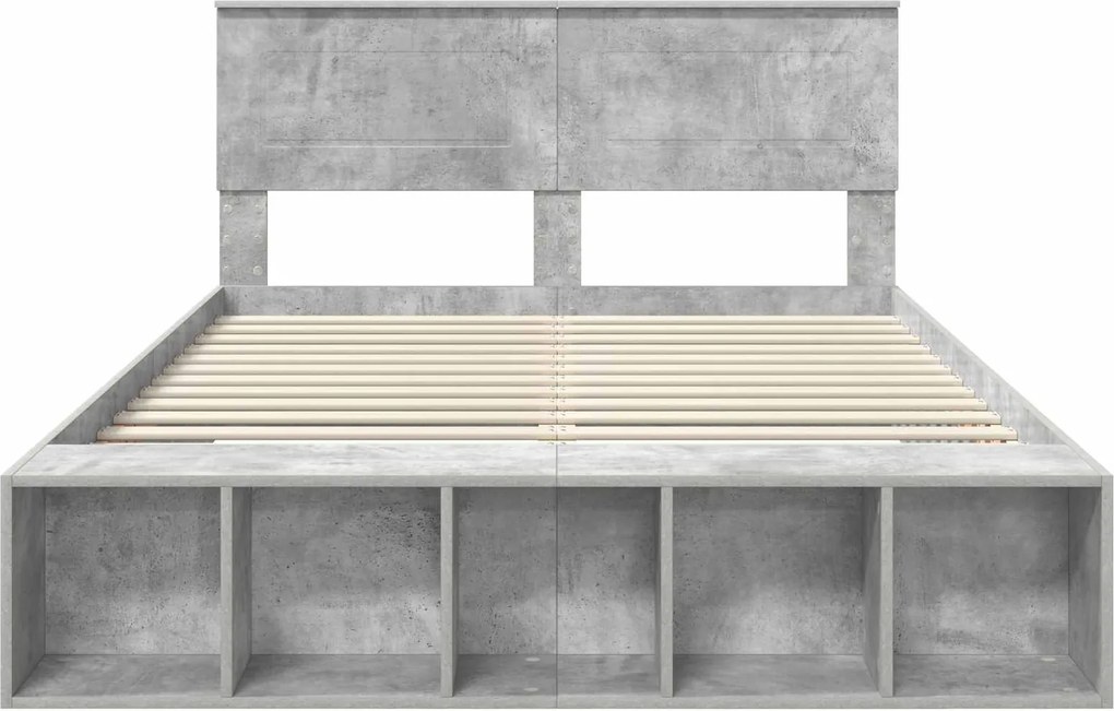 Rám postele s čelo Betonově šedá 160 x 200 cm Kompozitní dřevo 3408350