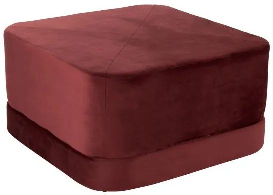 Vínový sametový puf / stolička Square - 65*65*35cm