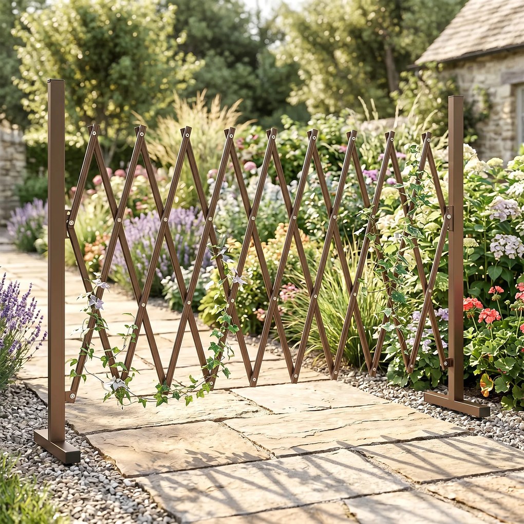Outsunny Sklopná a Roztahovací Bezpečnostní Brána 250D x 31Š x 104V cm Hliník Metal Čokoládová