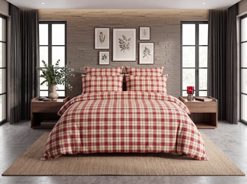 Flanelové povlečení TARTAN HEART barevné Rozměr povlečení: 70 x 90 cm | 140 x 200 cm