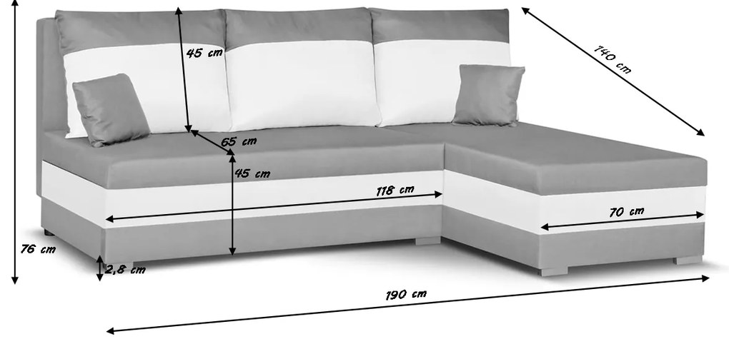 Rohová sedací souprava s funkcí spaní GUSTO Černá/modrá