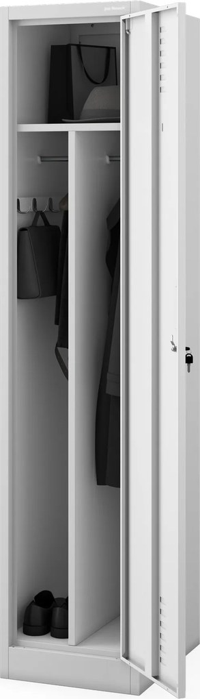 Dvoukomorová šatní skříň pro zaměstnance šedá, 400x1800x500 mm: KACPER 1 Plus